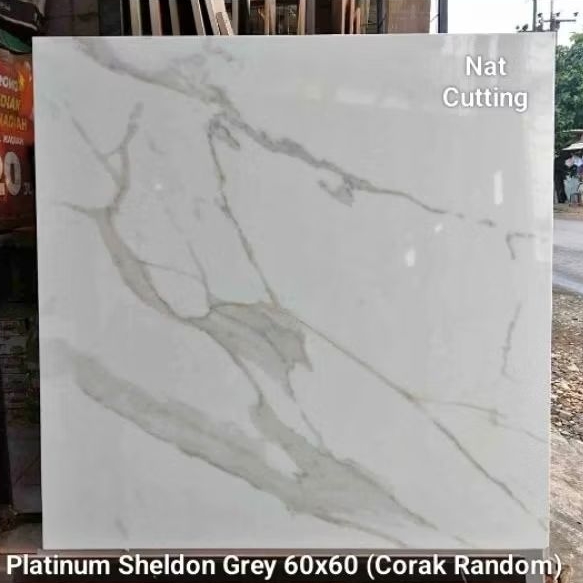 Jual Keramik Ubin Lantai 60x60 Putih Corak Random Platinum Sheldon Grey ...