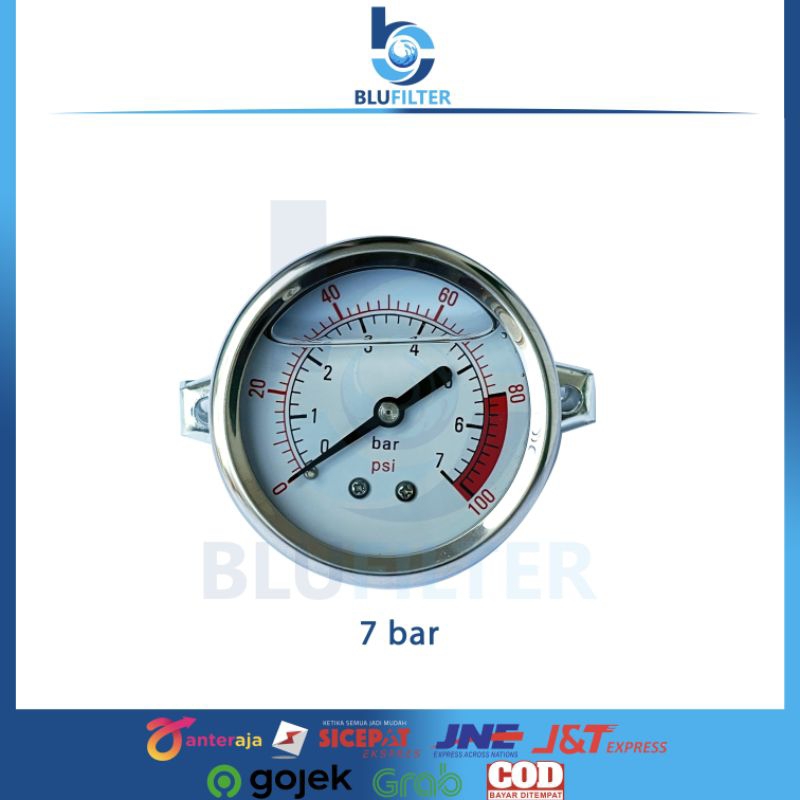 Jual MANOMETER PRESSURE GAUGE OIL TEBAL 2,5 INCH 7 BAR 150 PSI PREMIUM ...