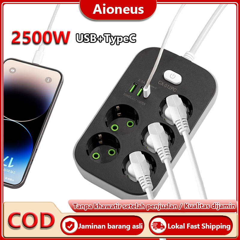 Jual Stop Kontak 2500W Power Strip USB Kabel Serbaguna Multiguna Panjang 2 M/3M Original Power ...
