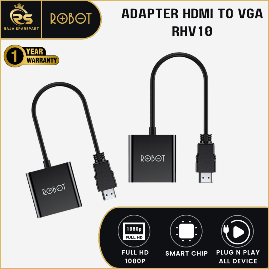 Jual Converter Adapter HDMI TO VGA 1080P Robot RHV10 Kabel HDMI TO VGA ...