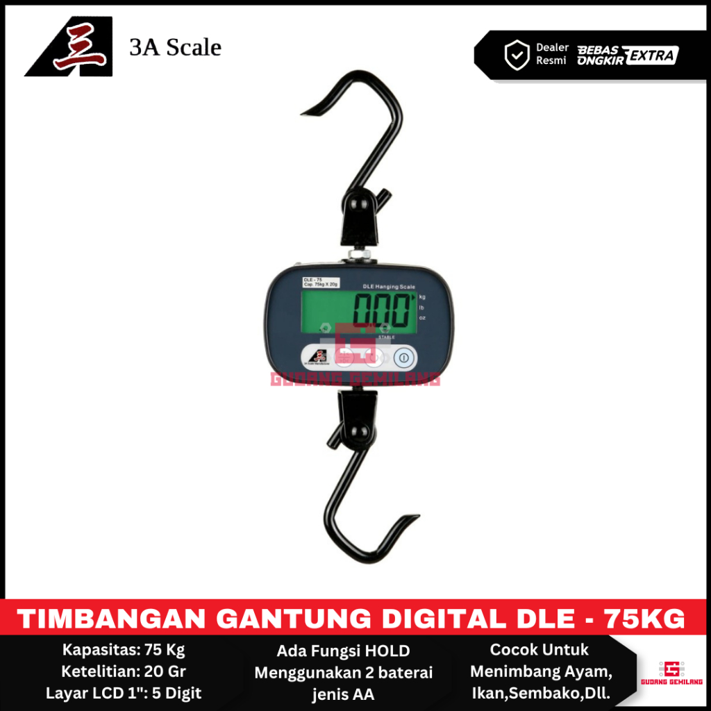 Jual Timbangan Gantung Digital DLE Electronic Hanging Crane Scale 75Kg ...