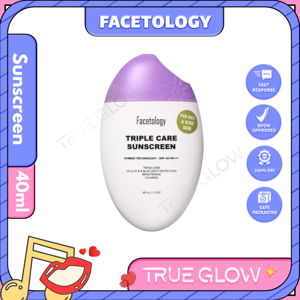 Jual Facetology Triple Care Sunscreen For Acne & Oily Skin SPF 40 PA+++ 40ML | Shopee Indonesia