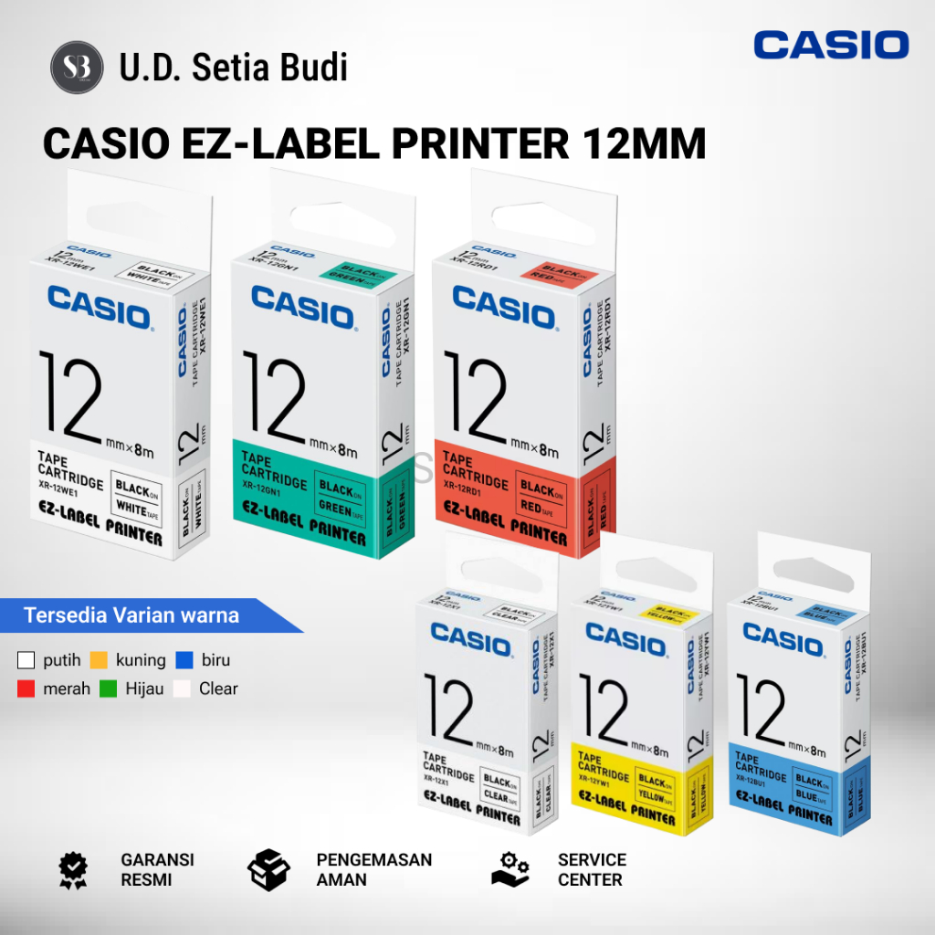 Jual Label Printer CASIO EZ-Label 12mm Tinta Tape Asli | Shopee Indonesia