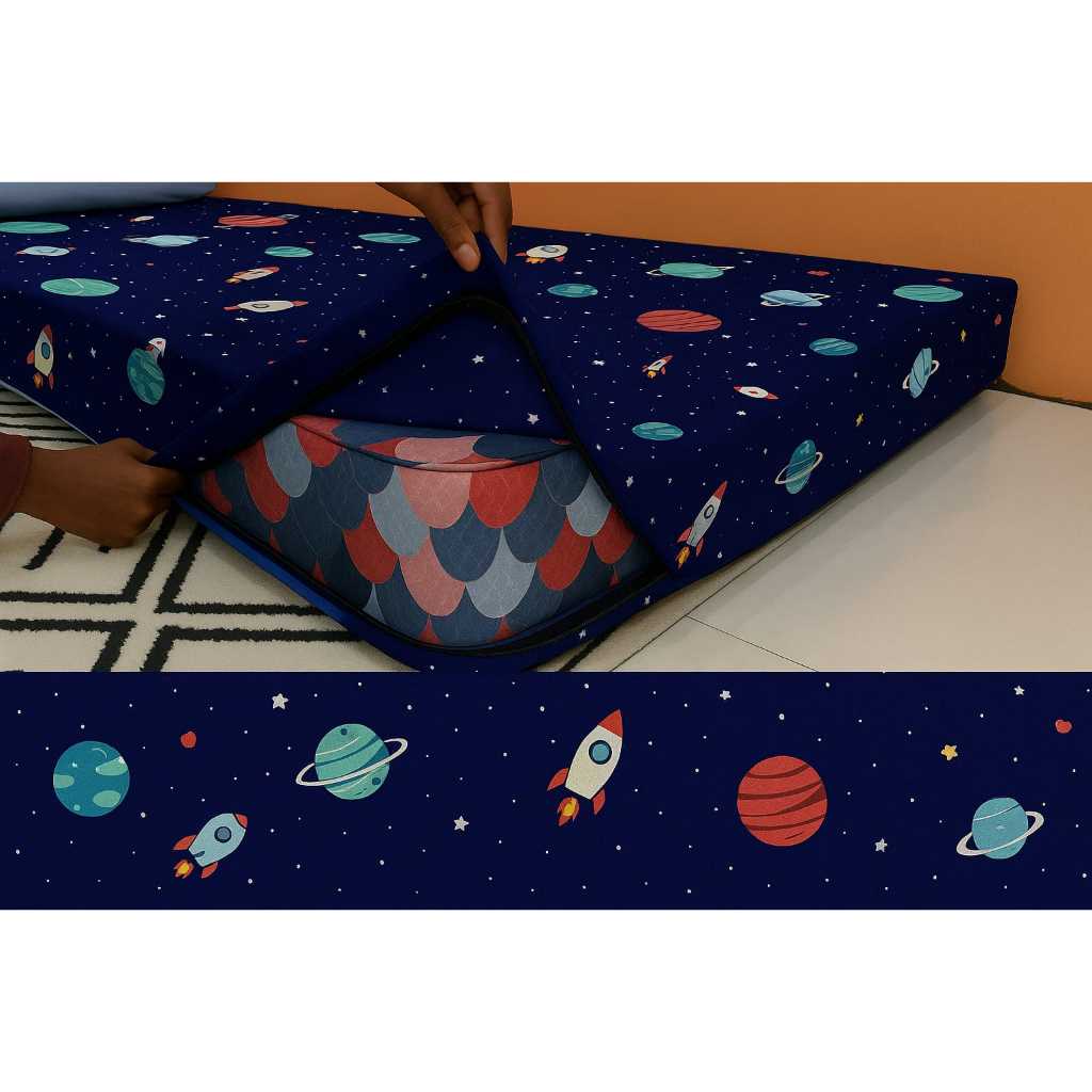 Jual Sarung Seprei Busa Kasur Resleting Motif Space Galaxy Bulan ...