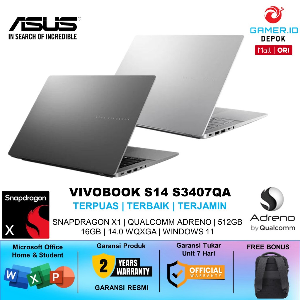 Jual ASUS VIVOBOOK S14 S3407QA SNAPDRAGON X1 RAM 16GB SSD 512GB WINDOWS ...