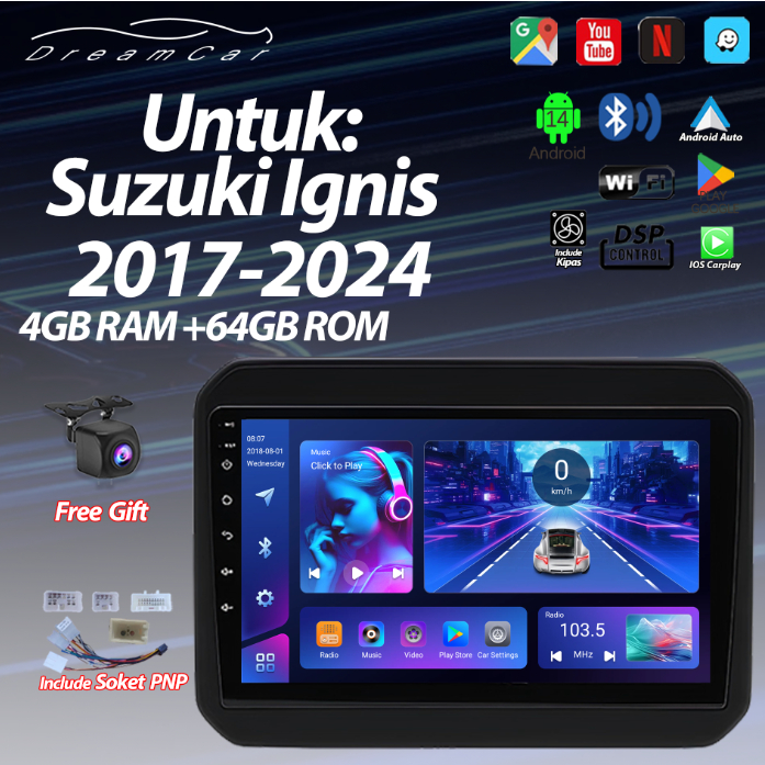 Jual 【Untuk Suzuki Ignis 2017-2024】4+64G Head Unit Android 14 Mobil ...