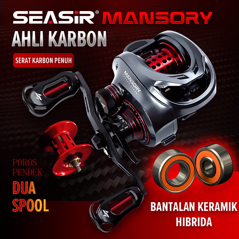 Jual [OFFICIAL] SEASIR MANSORY Reel Pancing Baitcasting, 2 Spool Kumparan + Gagang Pegangan ...