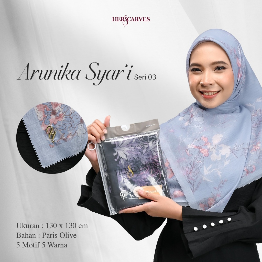 Jual HerScarves - Arunika Digital Syari Jumbo Hers - Kerudung Hijab Segiempat Motif Pouch Paket ...