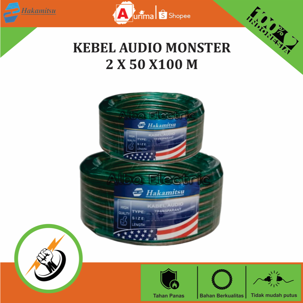 Jual KABEL HAKAMITSU AUDIO MONSTER 2 X 50 X 1 M SNI SPLN TEMBAGA MURNI ...