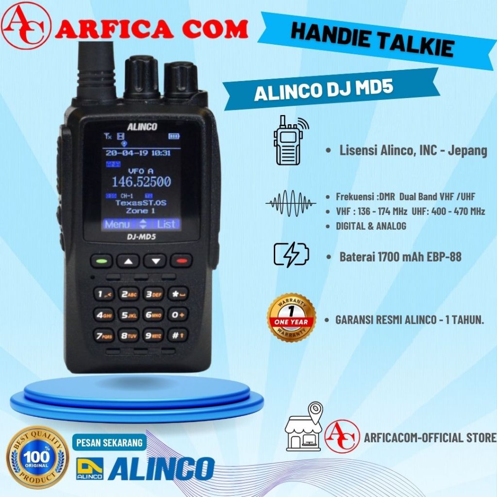 Jual ALINCO DJ MD5 DMR - HT ALINCO DJ MD5 DUALBAND ORIGINAL GARANSI RESMI DJMD5 DJ MD 5 MURAH ...