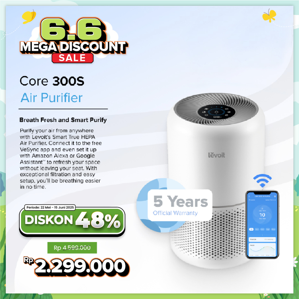 Jual Levoit Core 300S VeSync True HEPA H13 Air Purifier Smart Wifi Original | Shopee Indonesia