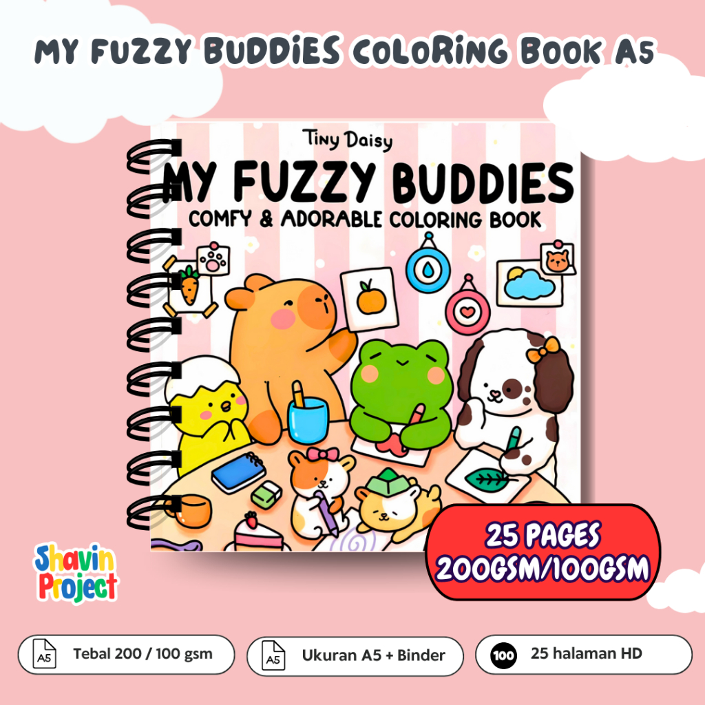 Jual My Fuzzy Buddies Coloring Book A5 25 Halamanan tebal 200gsm buku ...