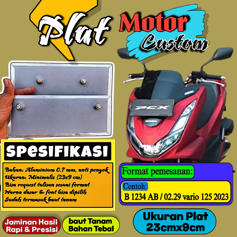 Jual (1 PCS)Custom Plat Nomor MTR FONT TERBARU FREE LIST STIKER ...
