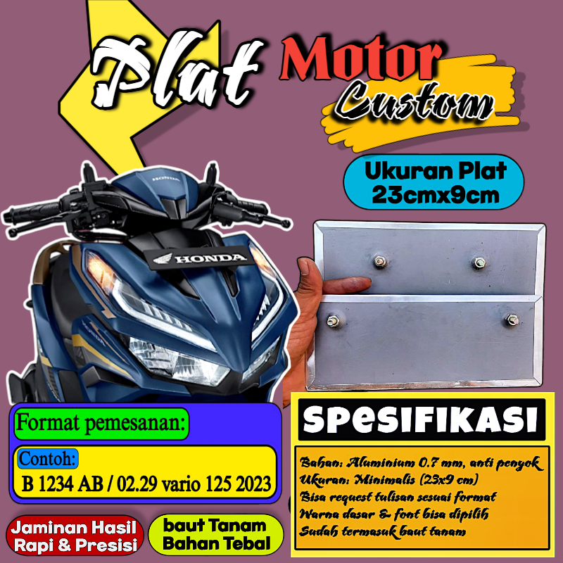 Jual Plat Motor Custom Font Terbaru Free List Stiker | Shopee Indonesia