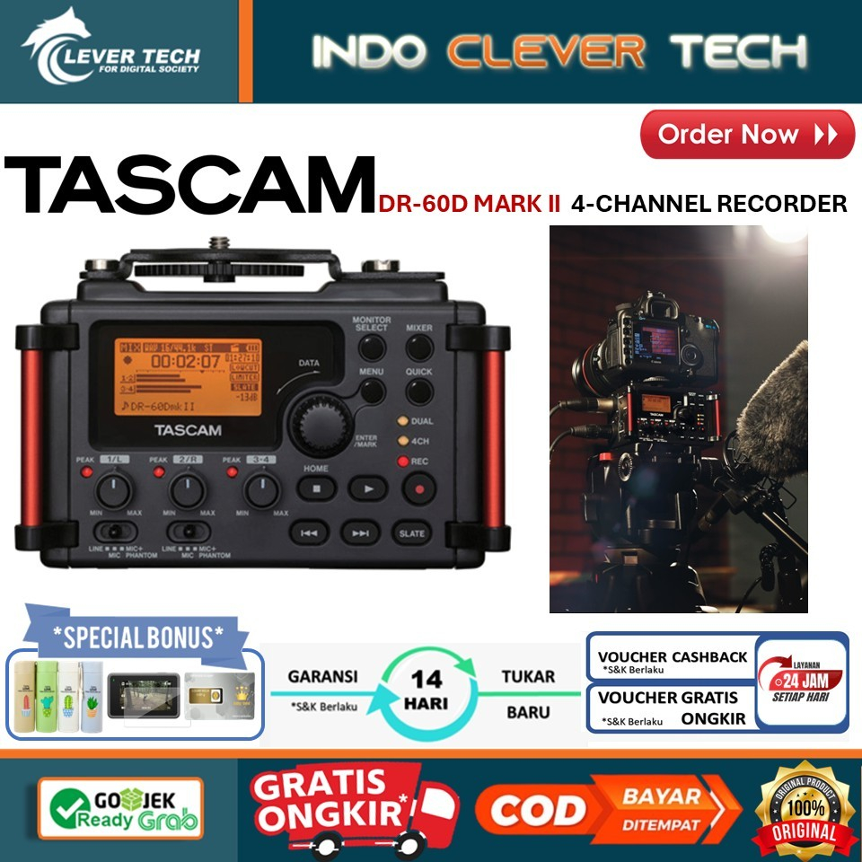 Jual Tascam DR-60D Mark II 4-Input / 4-Track Multitrack Field Recorder ...