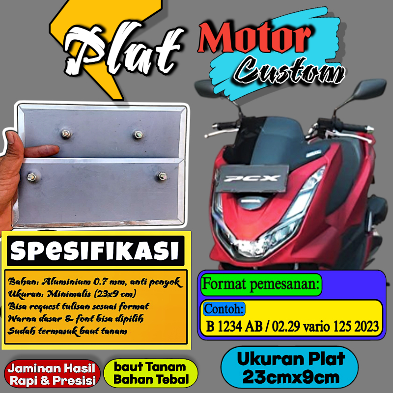 Jual Plat Motor Terbaru Baut Tanam baru free lis sticker | Shopee Indonesia