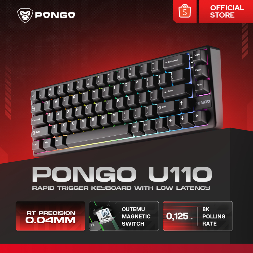 Jual PONGO GAMING U110 Hall Effect 65% Gaming Keyboard Rapid Trigger 8K ...