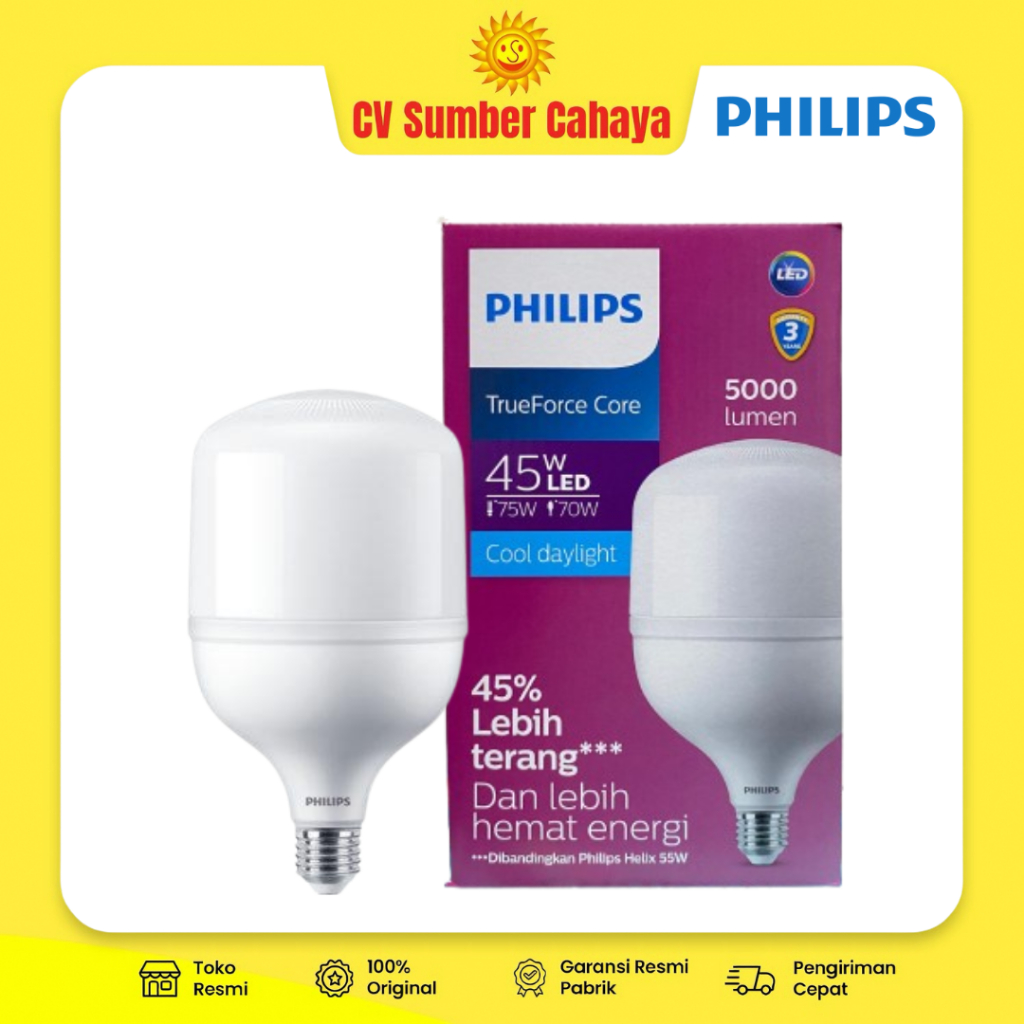 Jual Philips Lampu LED TrueForce LED 45W 45Watt 45 Watt Putih Jumbo TrueForce Core Cool Daylight ...
