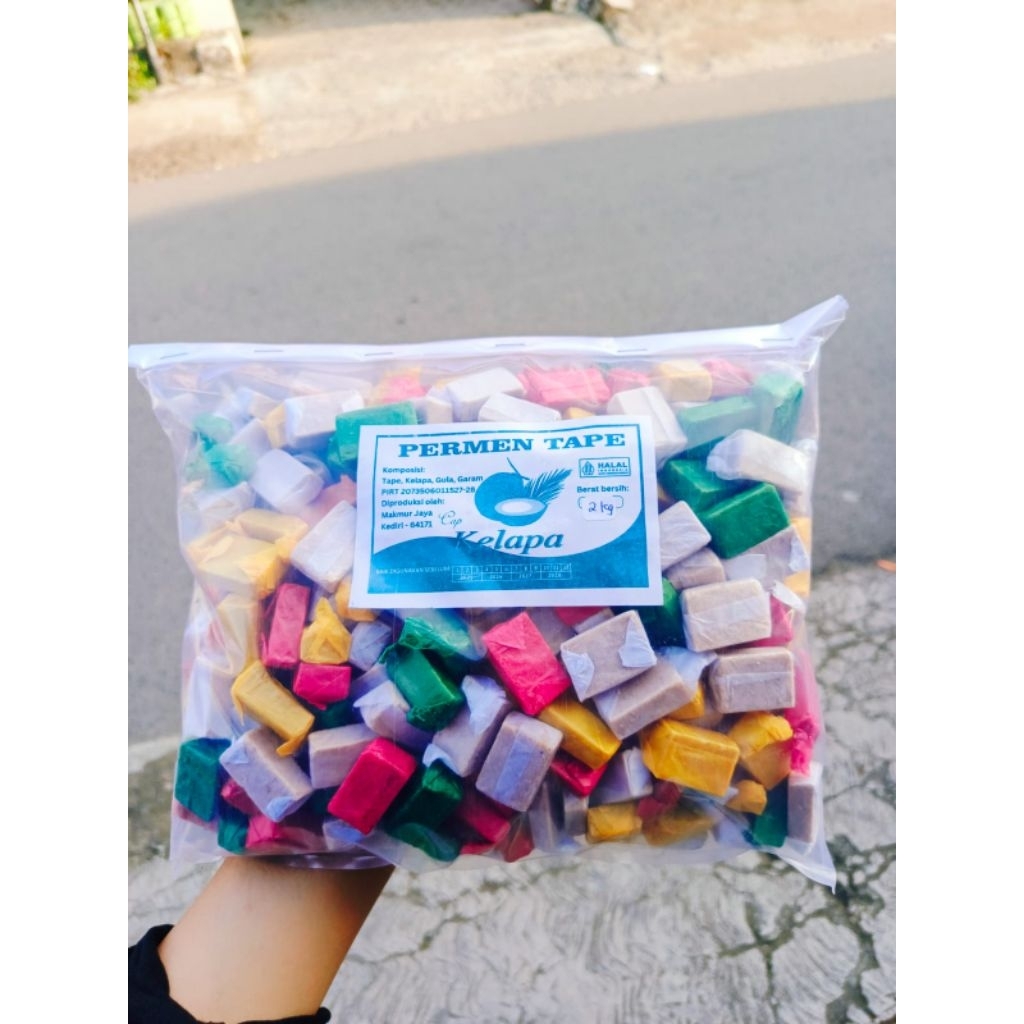 Jual 1 kg permen tape suwar suwir warna perman tape jadul khas kediri ...