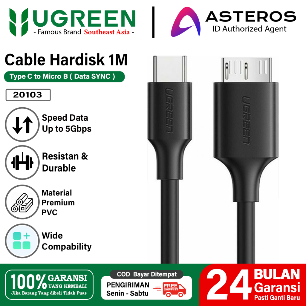 Jual UGREEN Kabel Data Hardisk Eksternal USB-C to Micro-B | Shopee ...