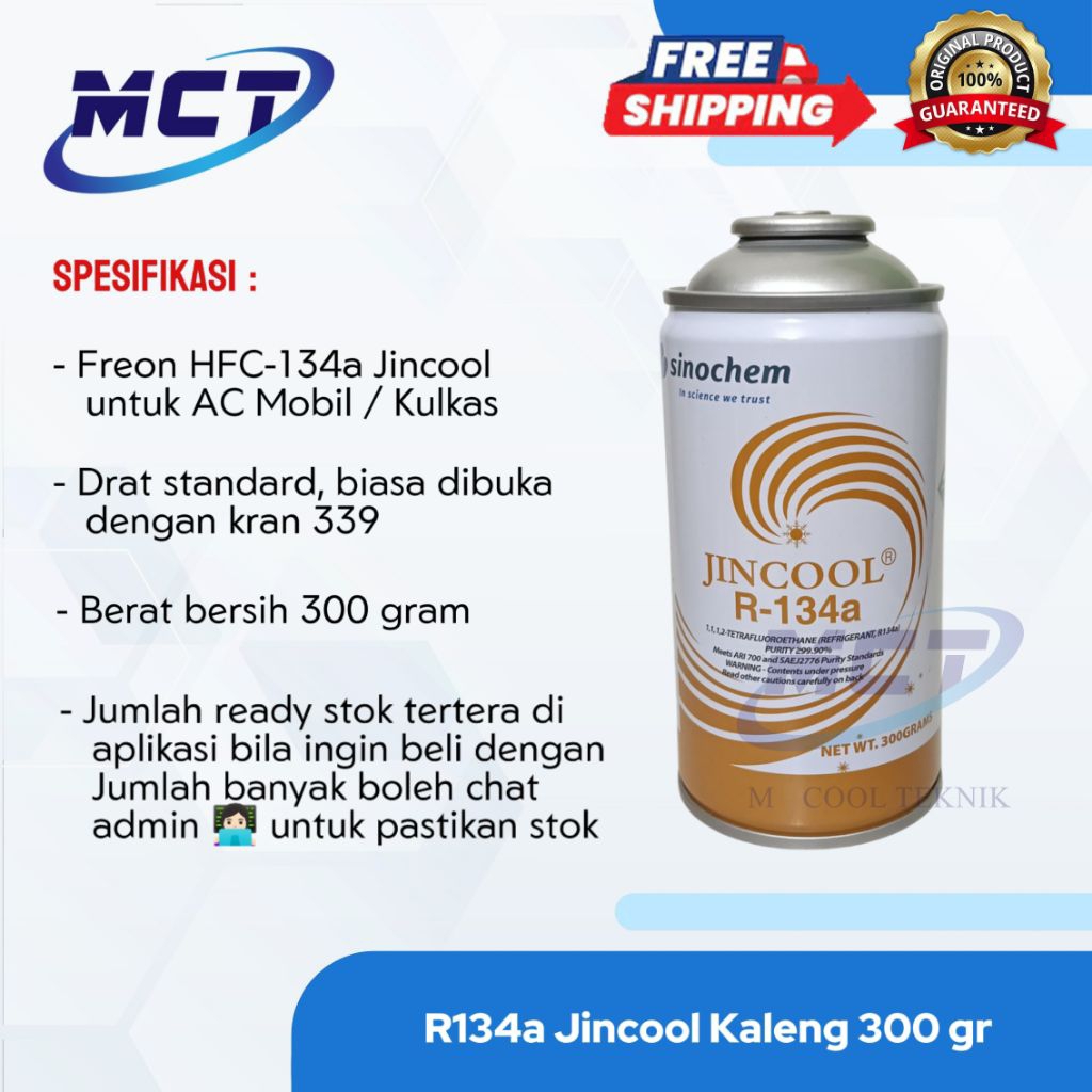 Jual Freon R134 Jincool kaleng 300 gram | R 134 Jin Cool Freon Kaleng ...