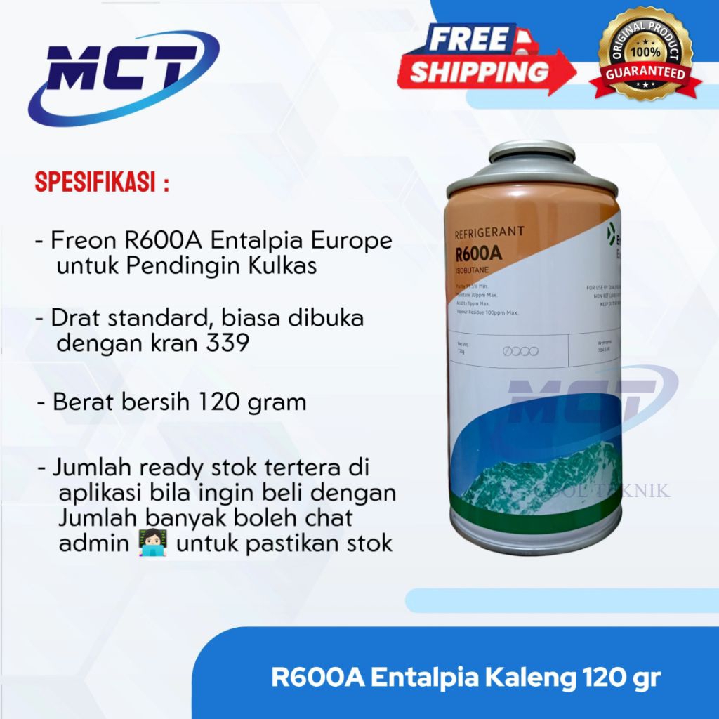 Jual Freon R600a Entalpia Europe Kaleng 120 gr AC Kulkas | Freon Kaleng ...
