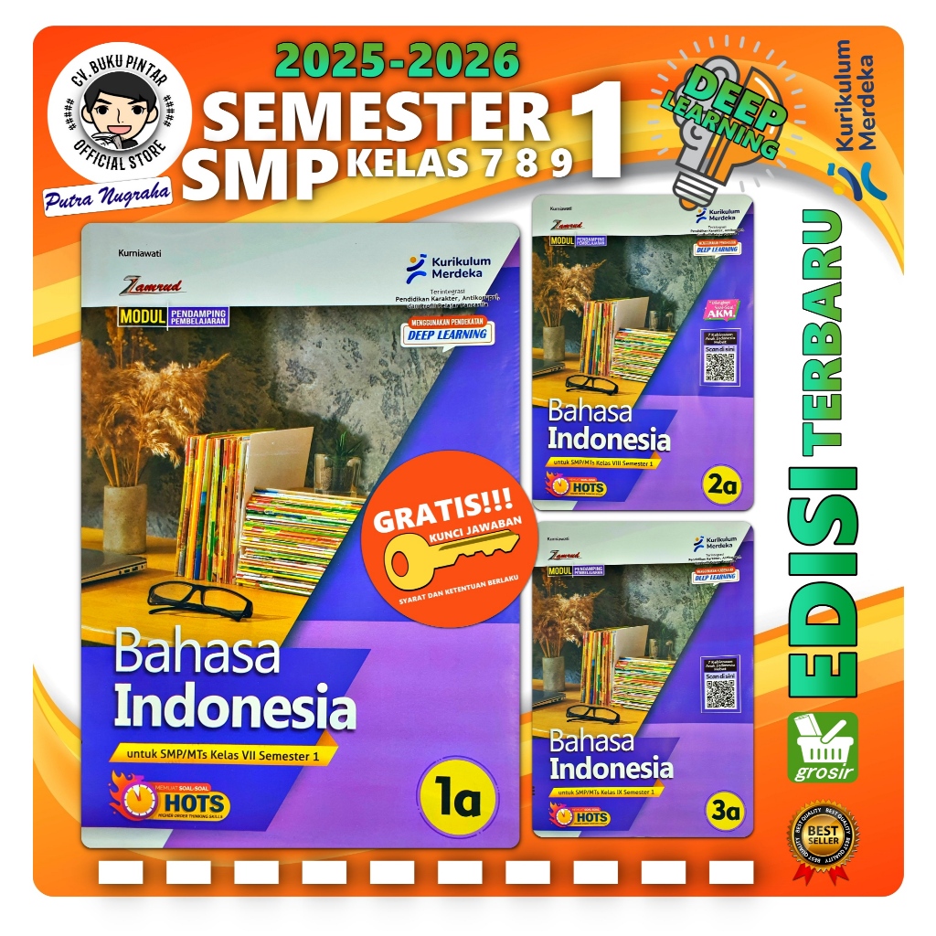 Jual LKS BAHASA INDONESIA SMP KELAS 7 8 9 SEMESTER 1 KURIKULUM MERDEKA 2025-2026 Deep Learning ...