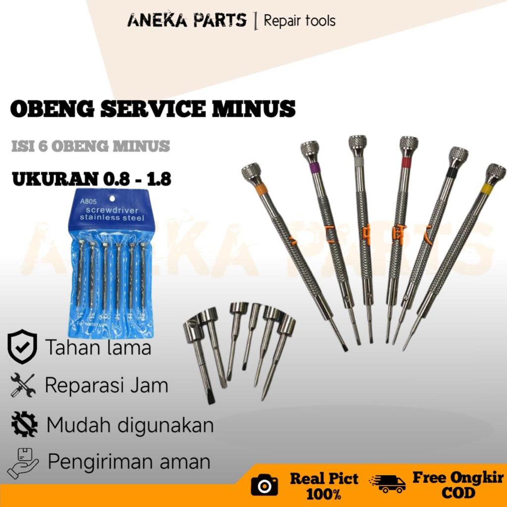 Jual Obeng minus isi 6pcs, obeng min isi 6 ukuran 0.8 - 1.8 bahan ...