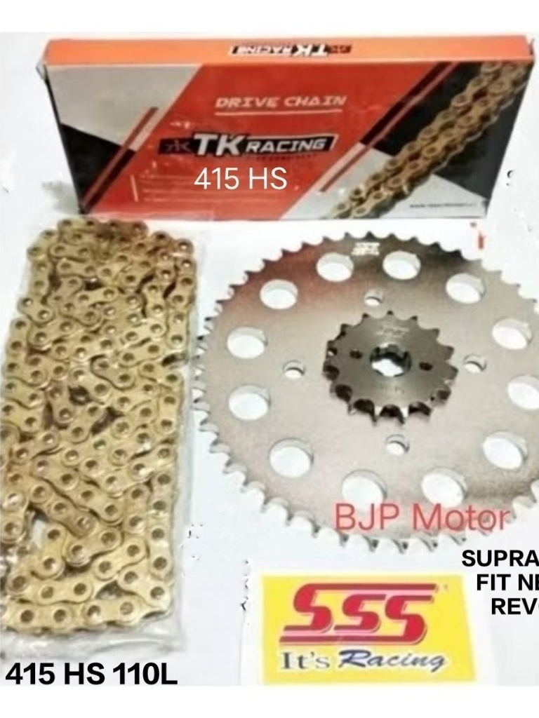 Jual Gear Set SSS 415 Supra 125 Fit New rantai Tk Racing 110L Gold pilihan ukuran gir depan dan ...