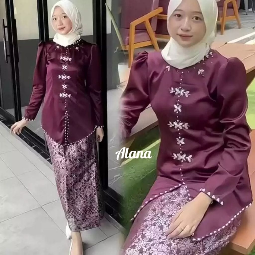 Jual Alana One Set Baju Kurung Melayu Rok Songket Modern | Atasan Baju ...