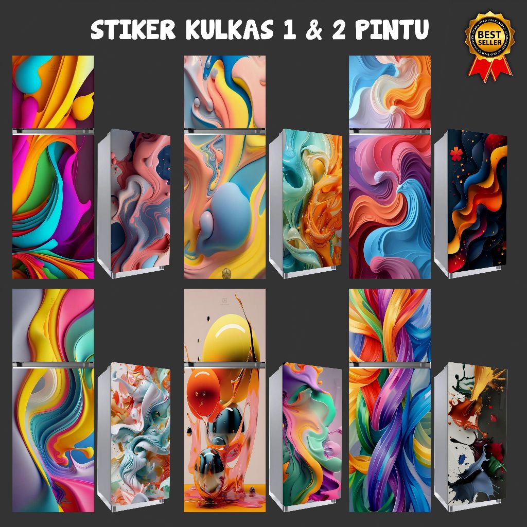 Jual STICKER KULKAS DESAIN TERBARU-STICKER KULKAS VARIASI 1 PINTU DAN 2 ...