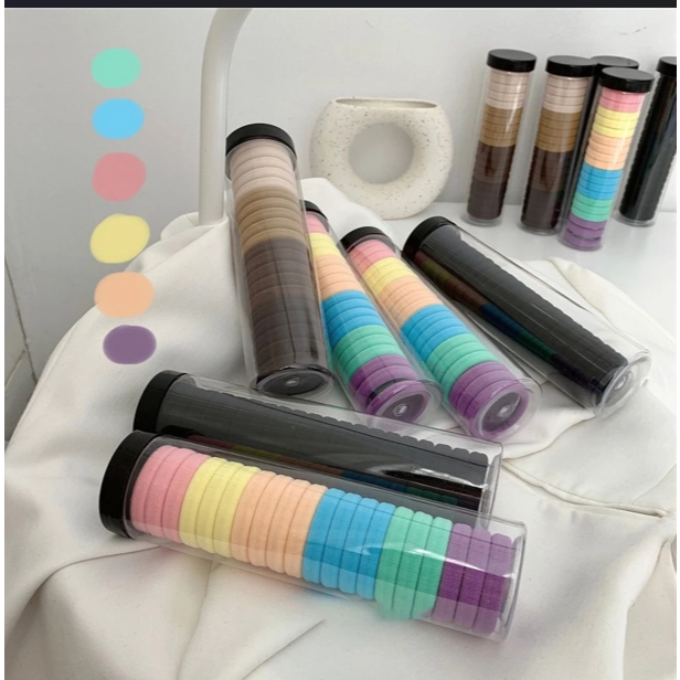 Jual HLSM - Ikat Rambut Kemasan Tabung Isi 20 Pcs / Ikat Rambut Model ...