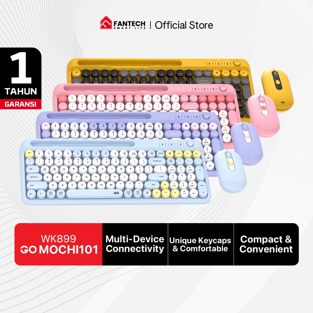 Jual Fantech GO MOCHI 85 101 Combo Set Keyboard Mouse Wireless Bluetooth Dual Mode | Shopee ...