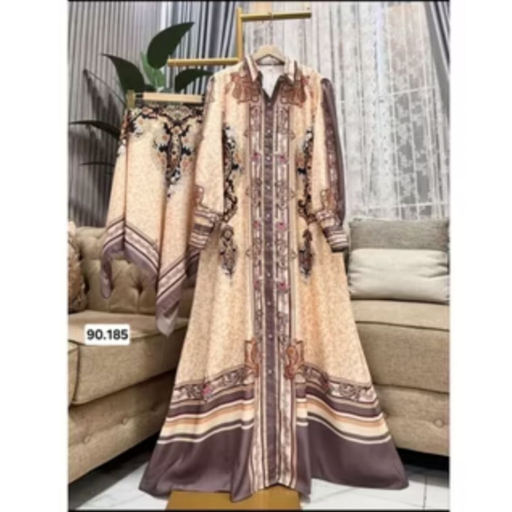 Jual gamis katun silk/tokyo/jepang etnik 2in1 + hijab ZR import/gamis ...