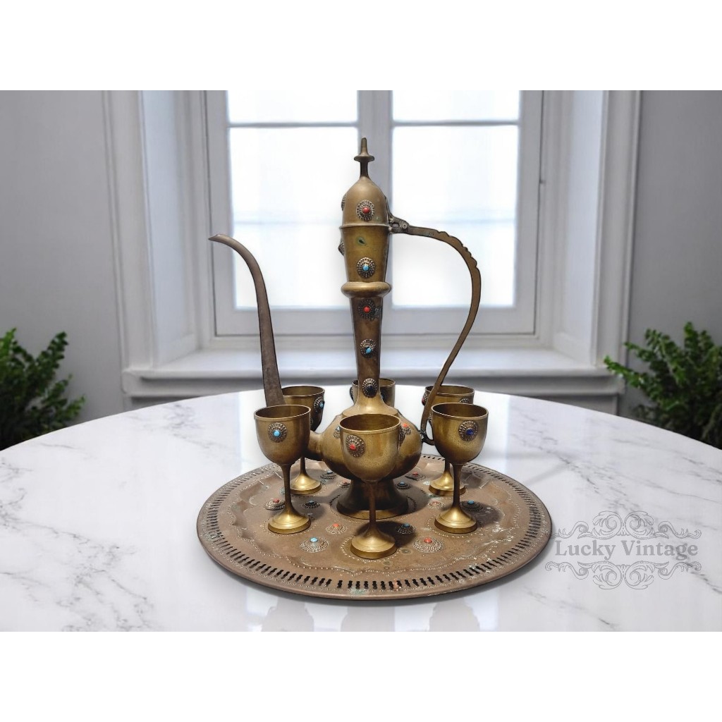 Jual Vintage Pajangan Arabic Islamic Middle Eastern Tea Set Kuningan ...
