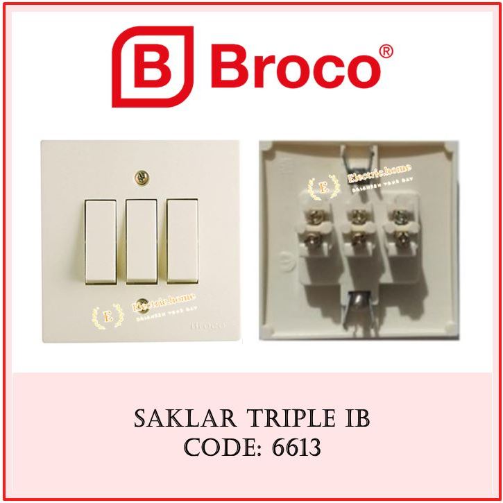 Jual BROCO IB SAKLAR 3 GANG CREAM 6613 (HARGA GROSIR) TRIPLE SWITCH ...