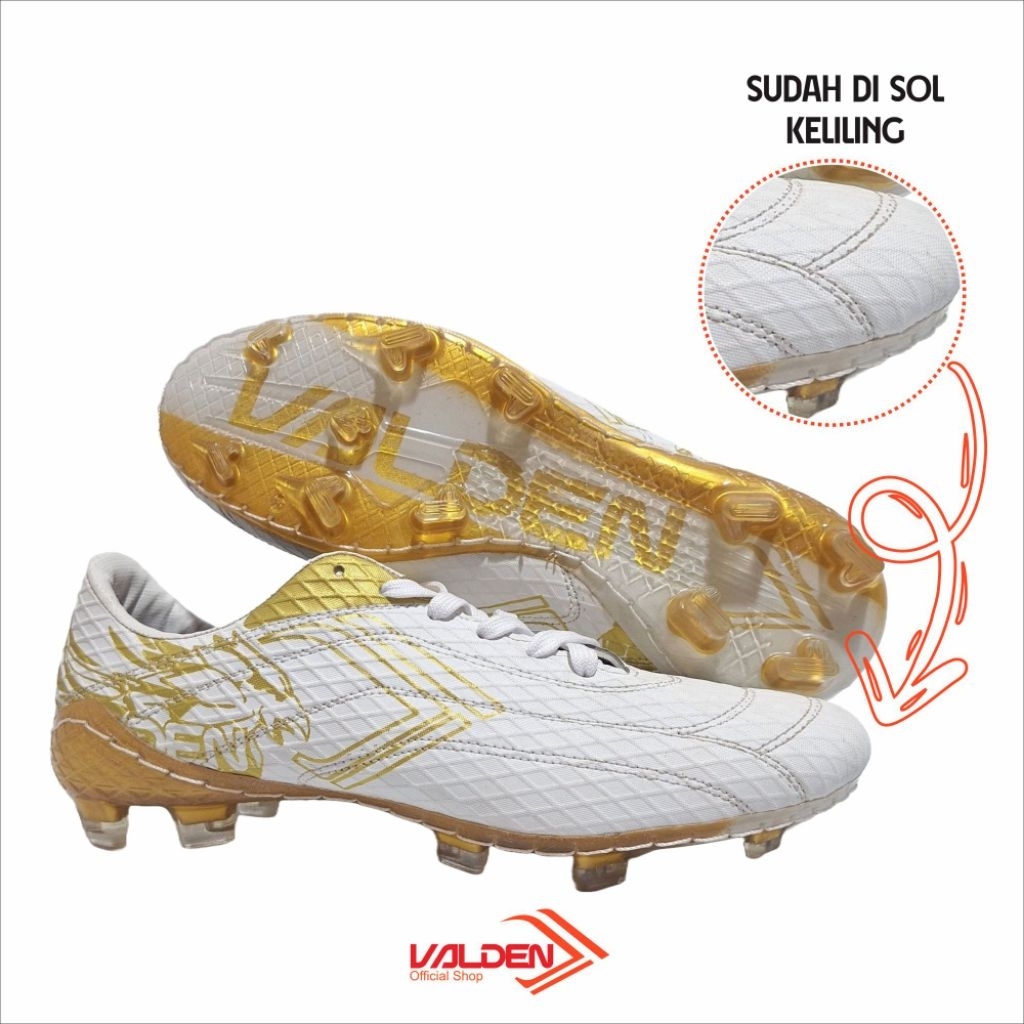 Jual Sepatu Bola Valden Garuda Putih Gold Sol Sudah di Jahit Full ...