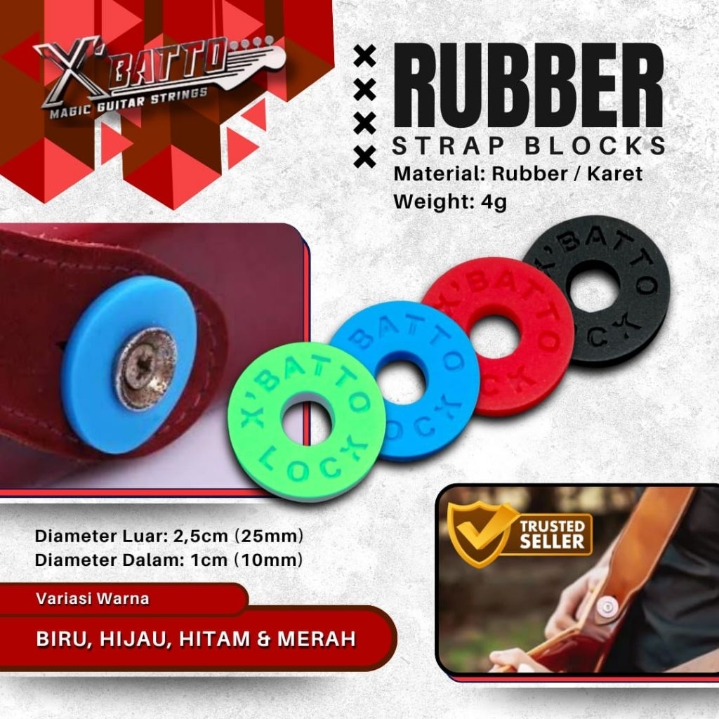 Jual Xbatto Karet Strap Lock Rubber Strap Blocks Gitar Safety lock ...