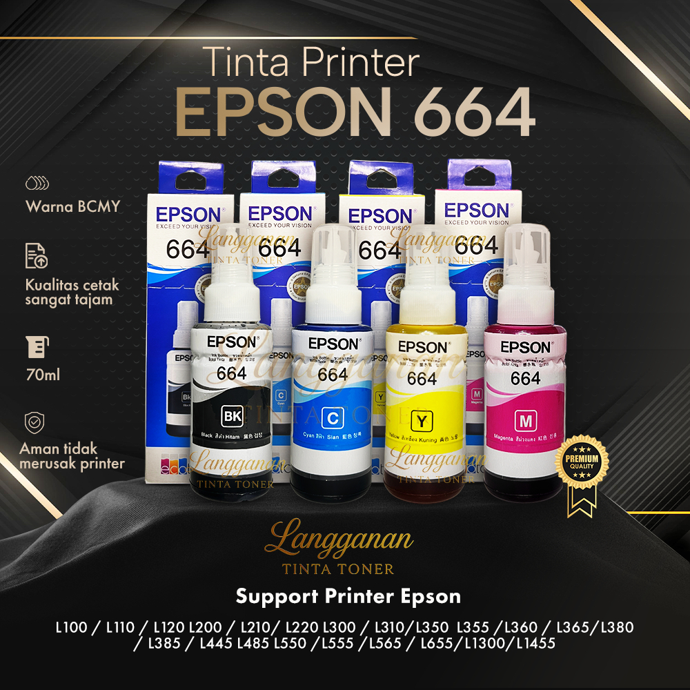Jual 1 Set 4 Pcs Tinta Epson 664 For Printer L100 L110 L120 L130 L132 L200 L210 L220 L300 L310 ...