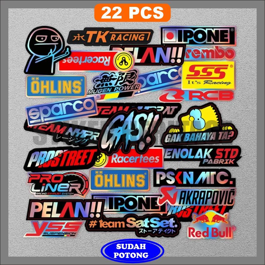 Jual ( 22PCS )STICKER STIKER RACING HOLOGRAM | STIKER MOTOR | STICKER ...