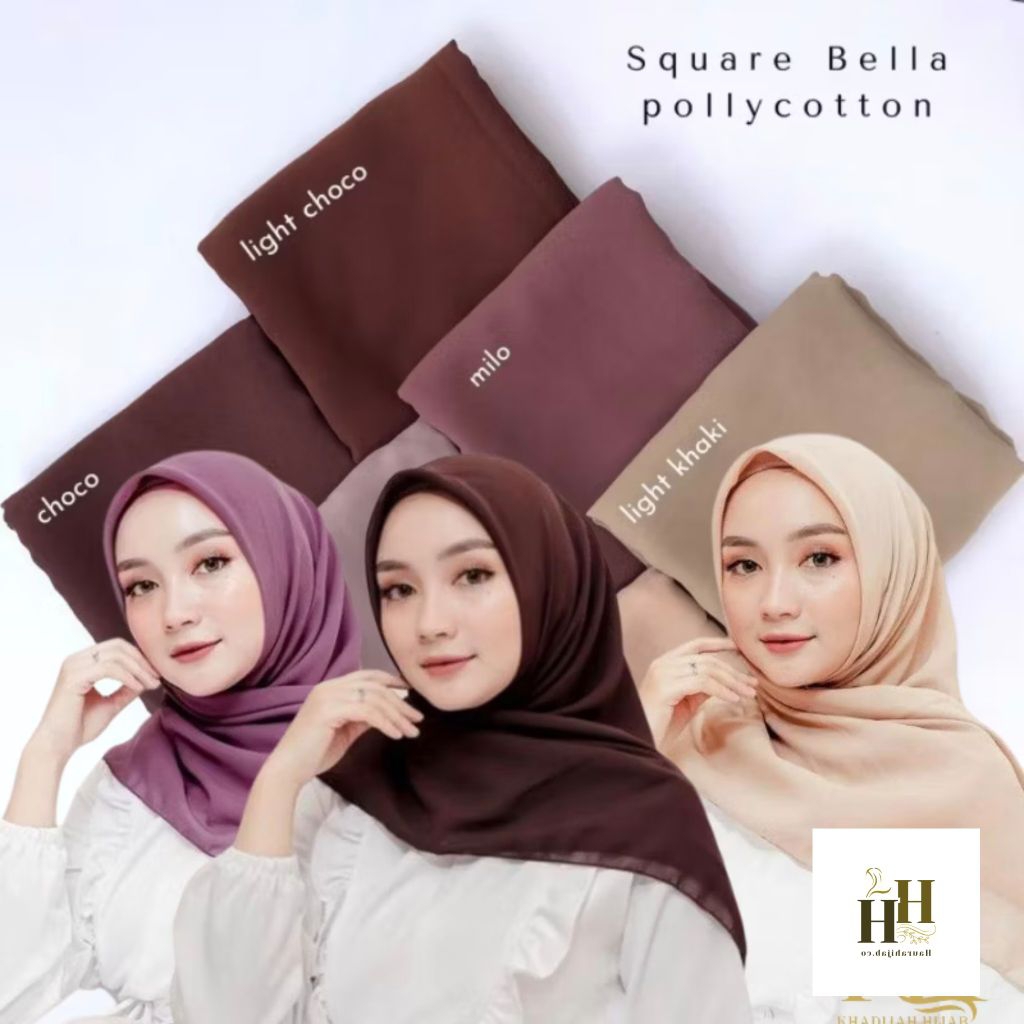 Jual Kerudung Segi Empat Bella Square Warna Pastel Bahan Polycotton Premium Jahit Neci Tidak ...