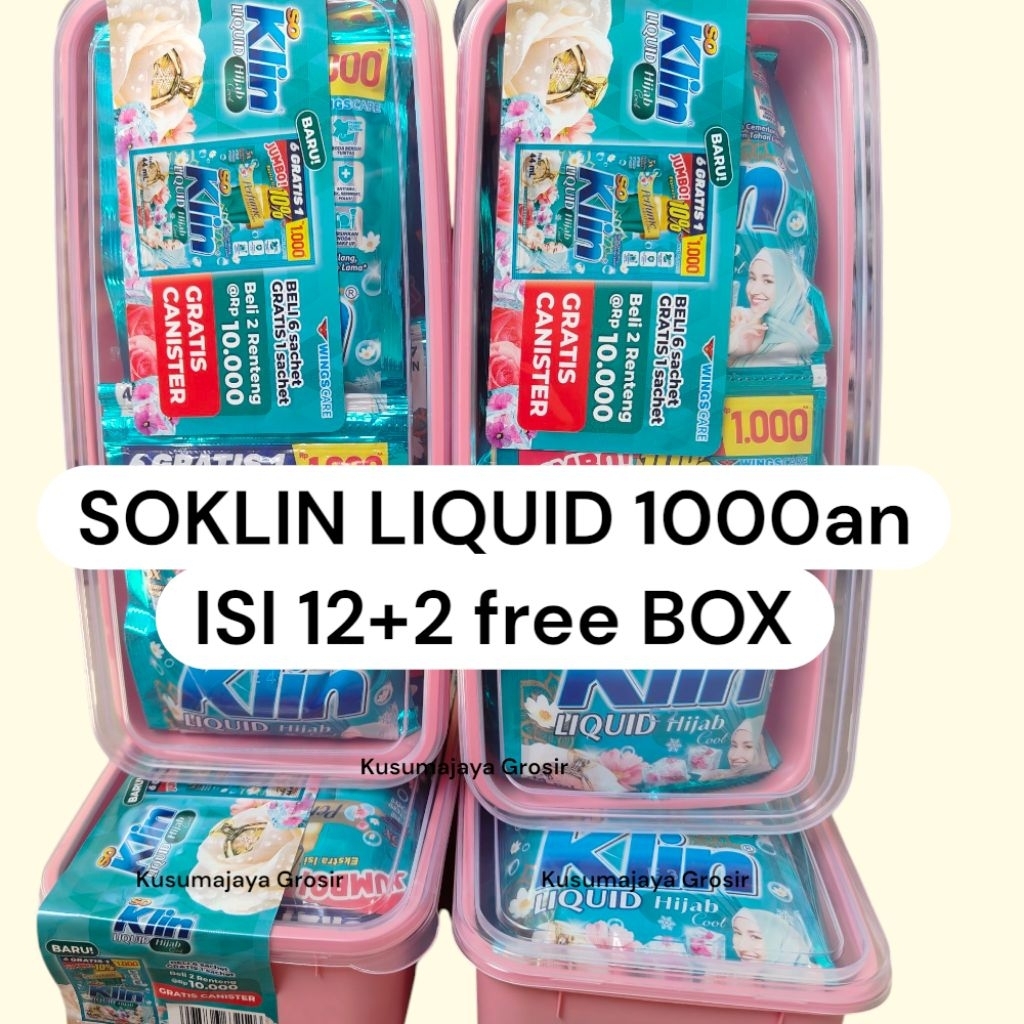 Jual Deterjen Soklin liquid 12+2 saset Jumbo 1000an Gratis box canister ...