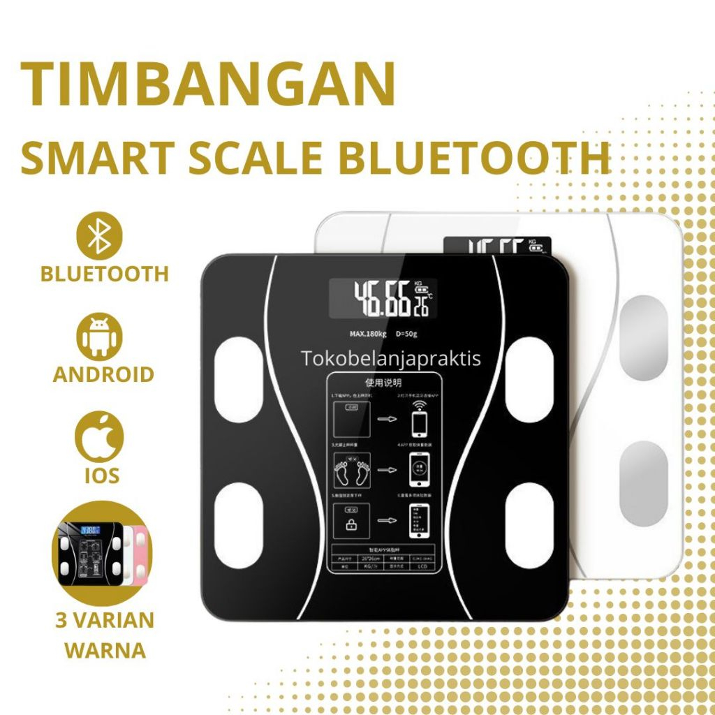 Jual Timbangan Badan Digital Bluetooth Tempered Glass Smart Body Fat ...