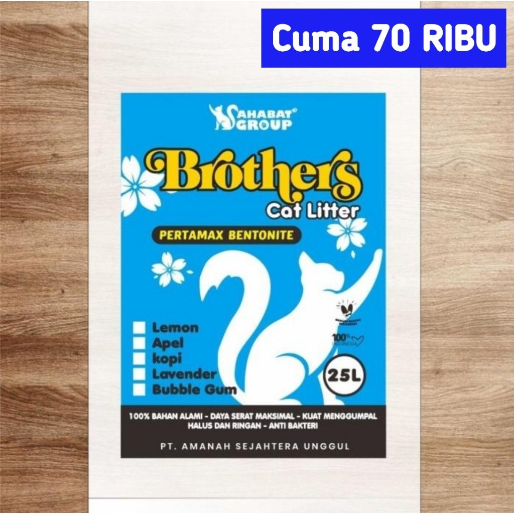 Jual Timo (Brothers) Pasir Kucing Gumpal Wangi Bentonite 25 liter ...