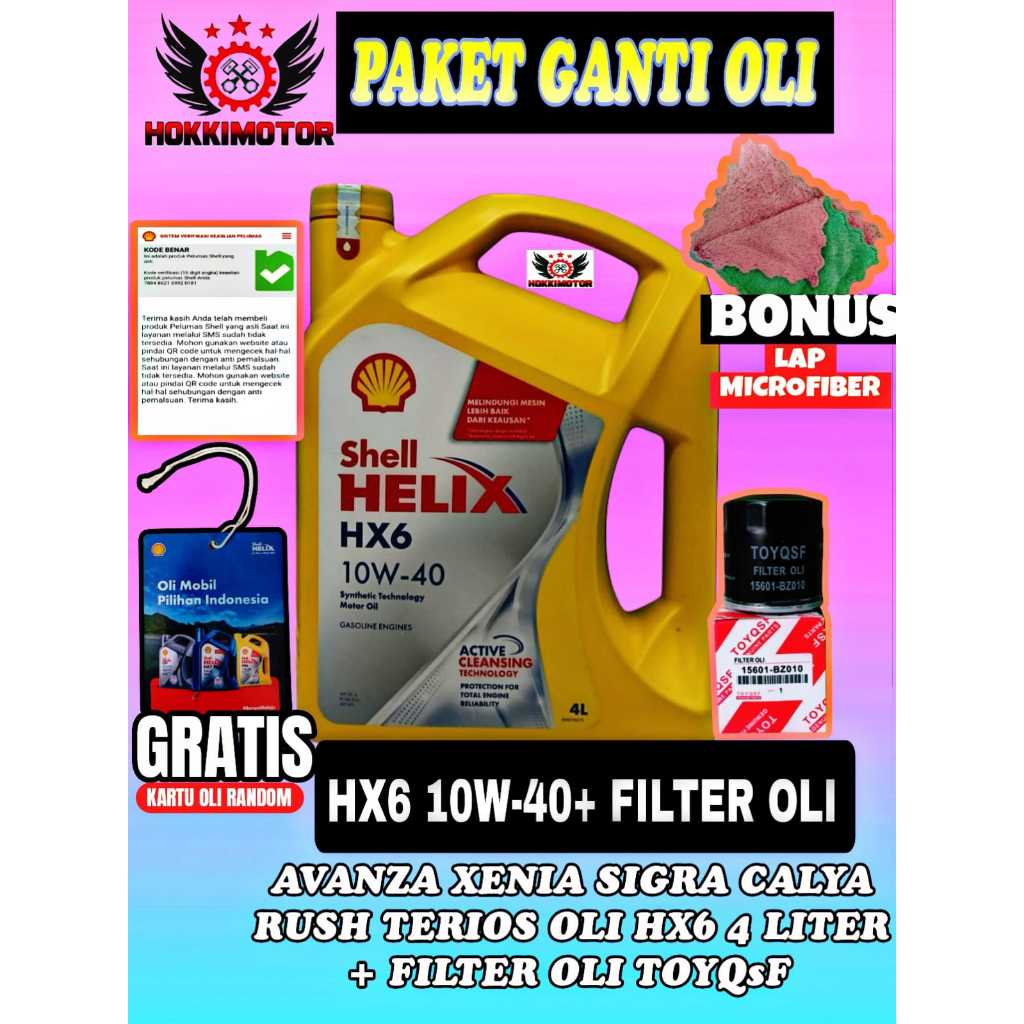 Jual ( GRATIS FILTER OLI) Produk PAKET Gratis Oli Mesin Shell Helix HX6 ...