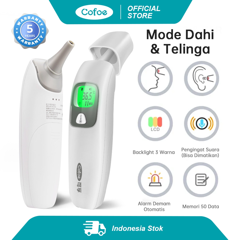 Jual Cofoe termometer digital telinga bayi dan dewasa ear thermometer kuping infrared pengukur ...