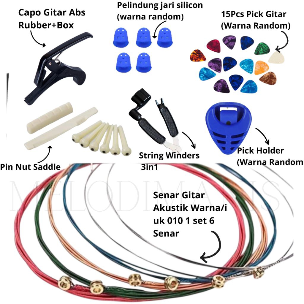Jual Bisa COD Senar Gitar Akustik 1 Set+Capo Gitar-PAKET LENGKAP ...