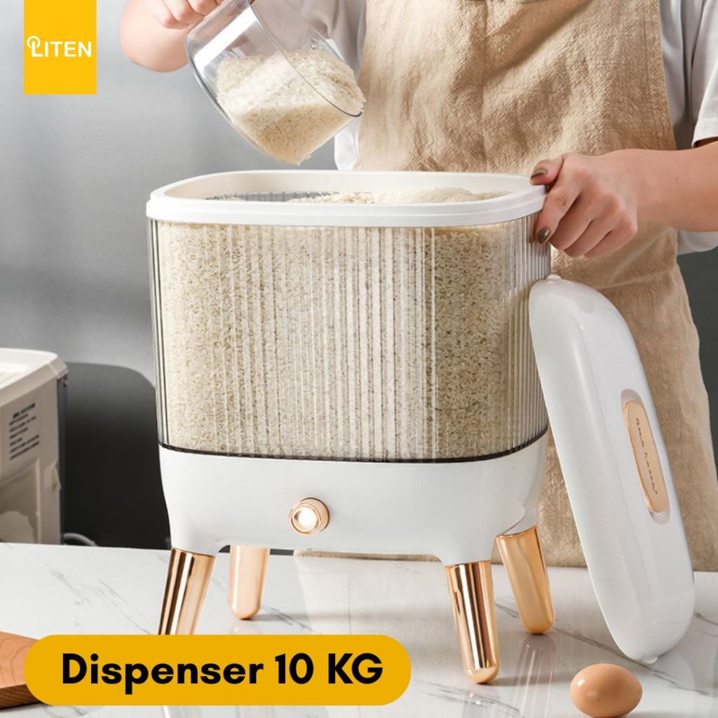 Jual Dispenser Beras Sultan 10kg Dengan Takaran 1 Liter Kontainer Beras Mewah Kotak Beras ...