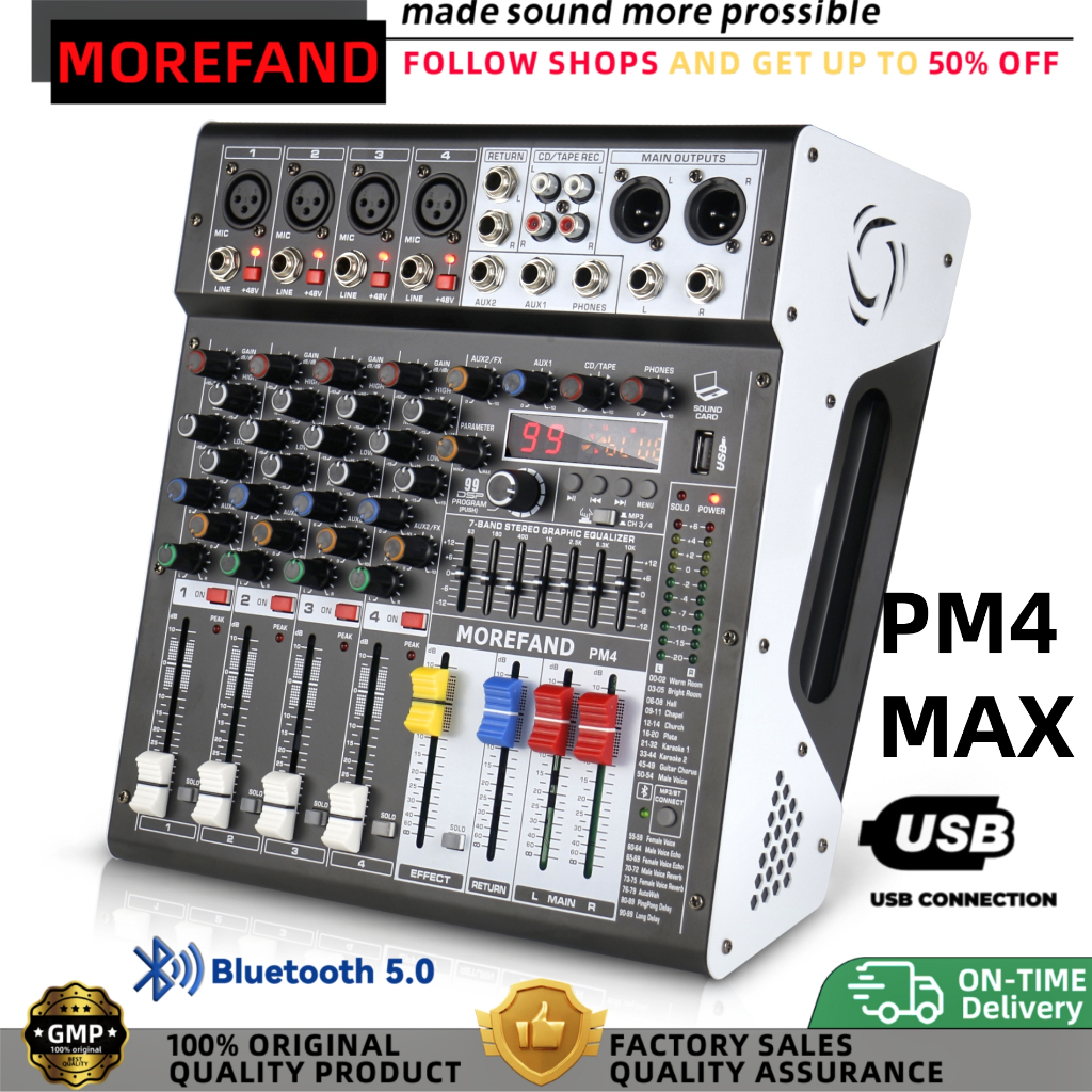 Jual Power Mixer 4 Channel With Compressor PM 4 PRO MAX 2x650 WATT Support Bluetooth & USB 99DSP ...
