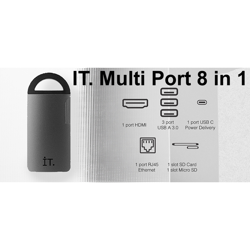 Jual IT Multi Port 8 in 1 Original Hub with USB-C Cable LAN Ethernet ...
